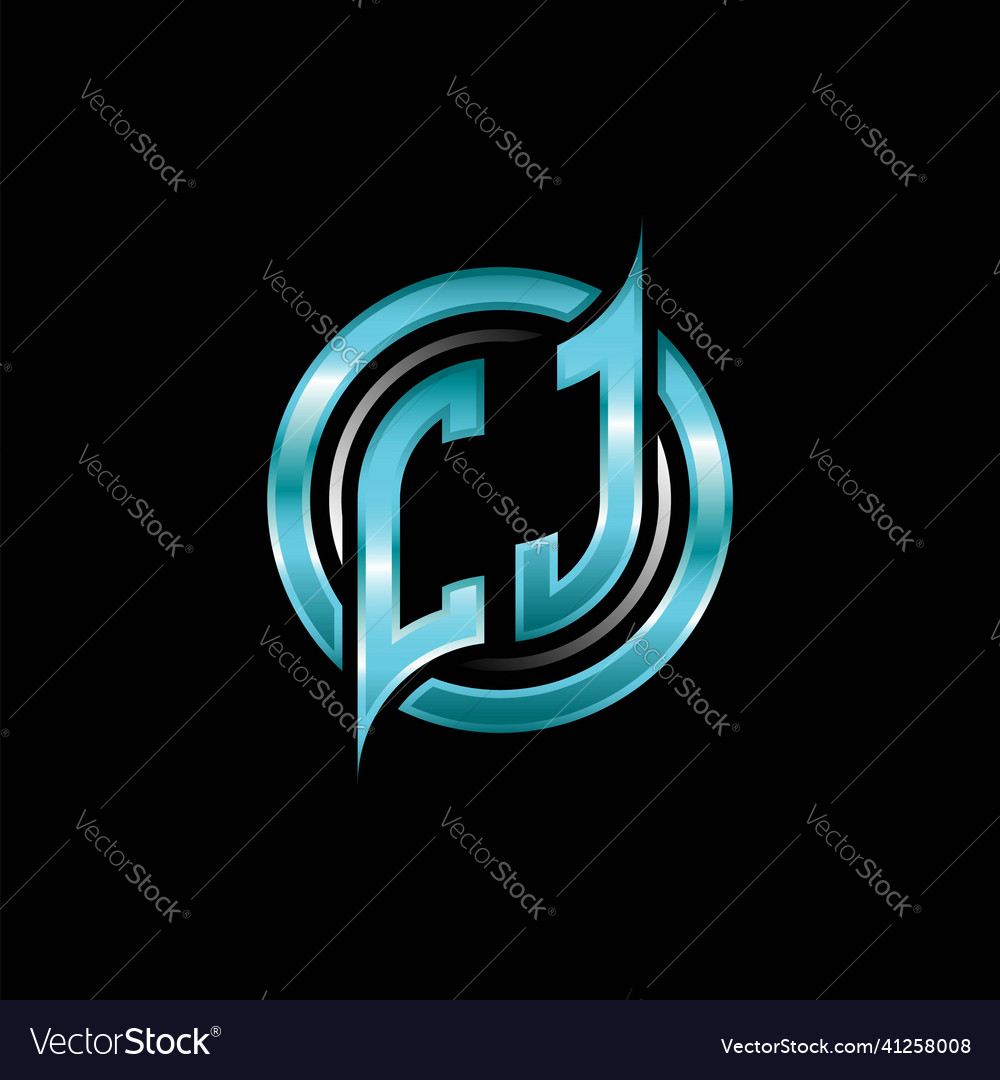 Cj initial monogram logo circle rounded Royalty Free Vector