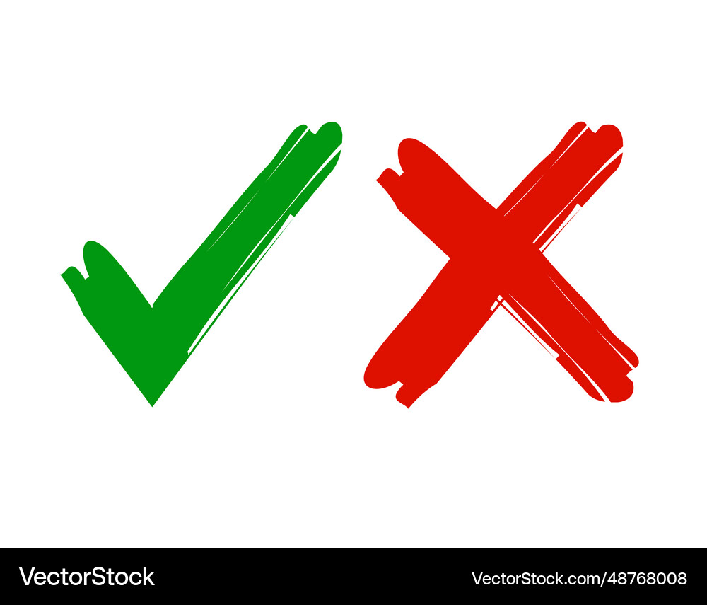Consent sign and prohibition checkmark cross Vector Image
