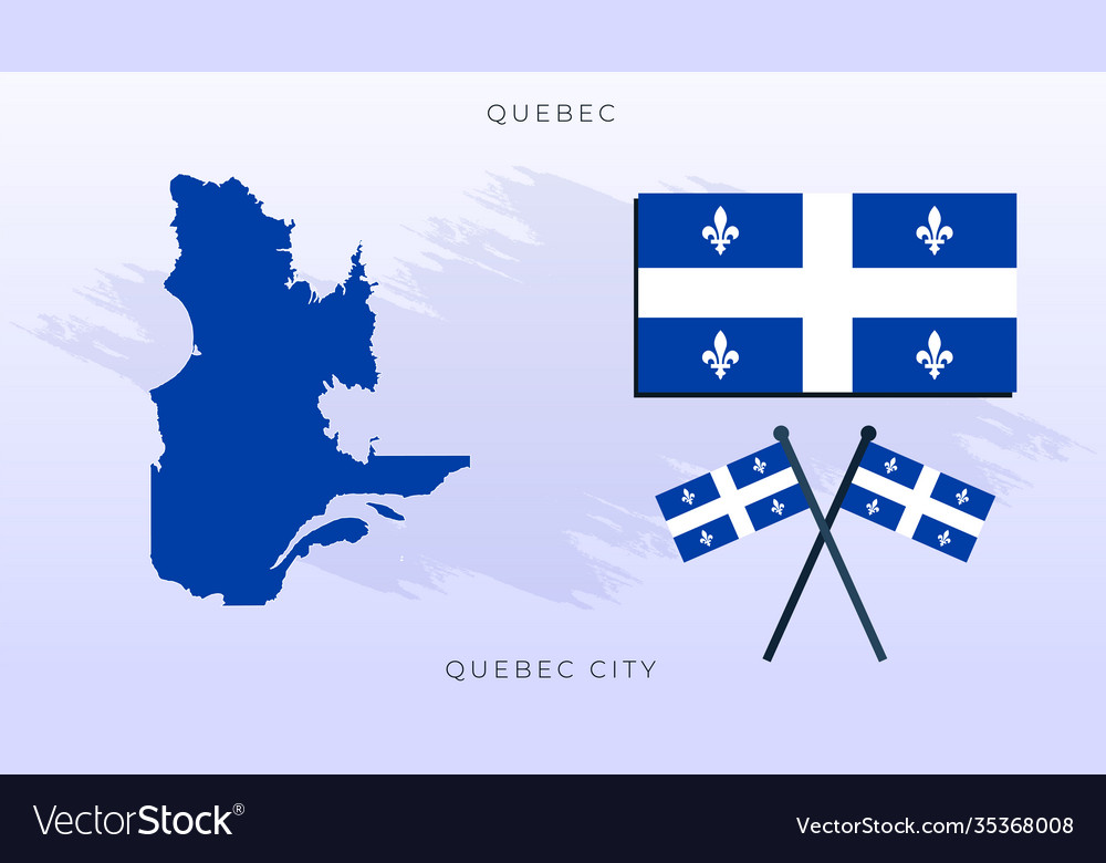 Flag quebeck map quebec Royalty Free Vector Image