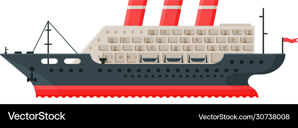 Maritime ship side view water transport sea or Vector Image