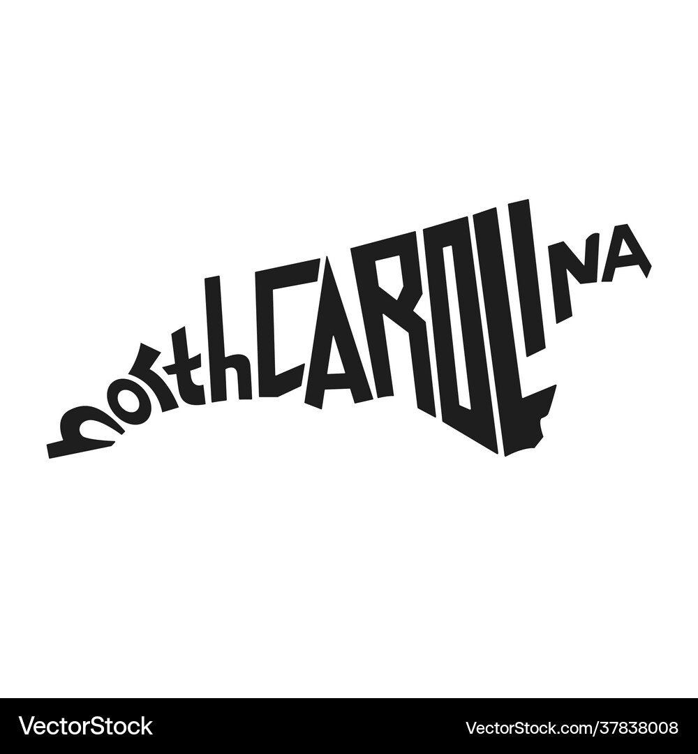 North carolina lettering print logo state Vector Image