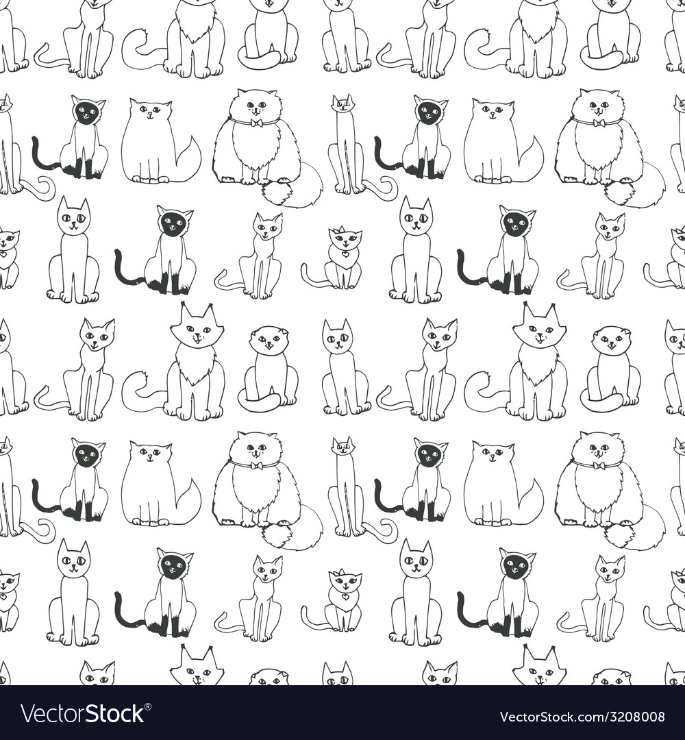 Seamless pattern with cats Royalty Free Vector Image