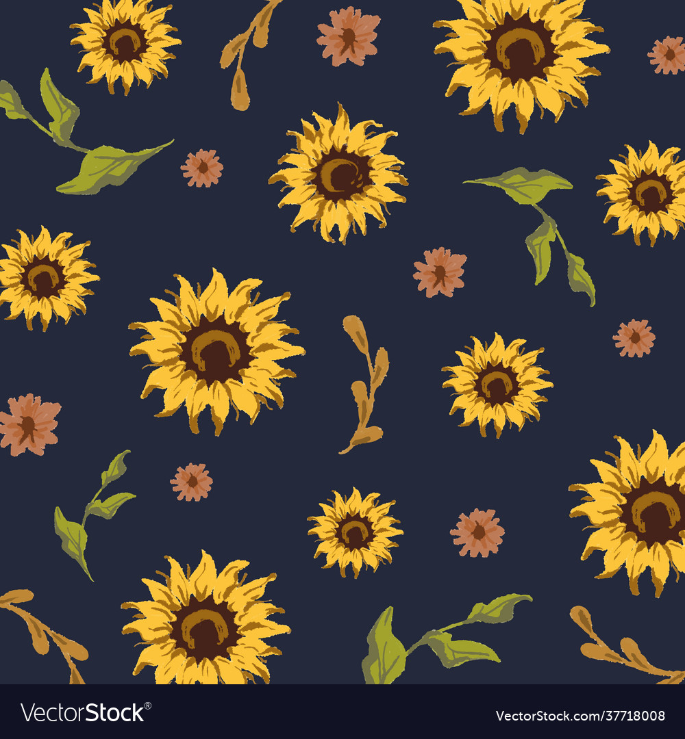 Seamless sunflower pattern Royalty Free Vector Image