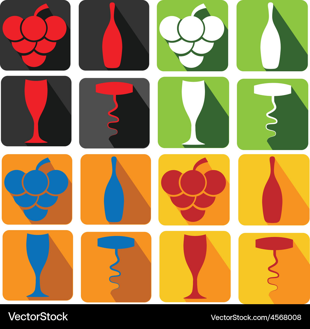 Set of wine icons Royalty Free Vector Image - VectorStock