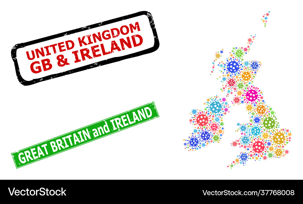Textured great britain and ireland map badges Vector Image