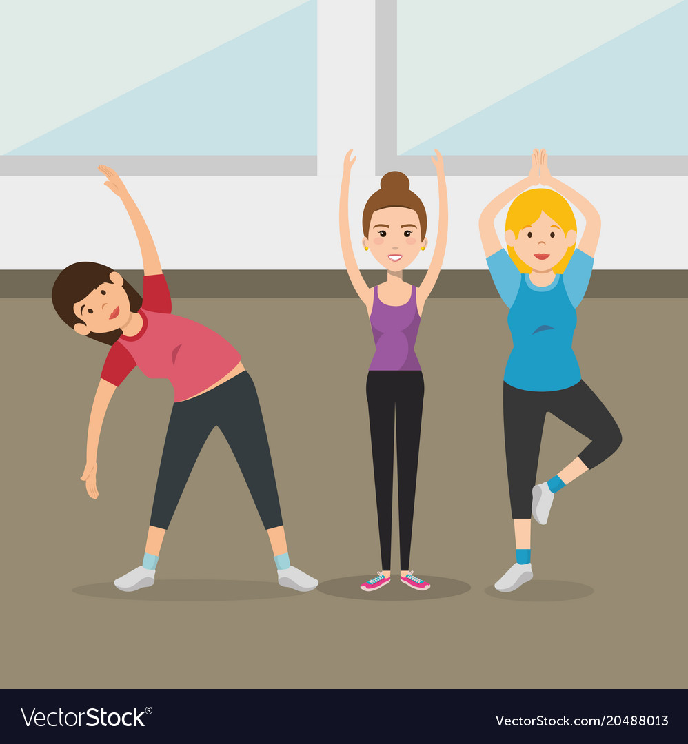 Athletic people practicing exercise characters Vector Image