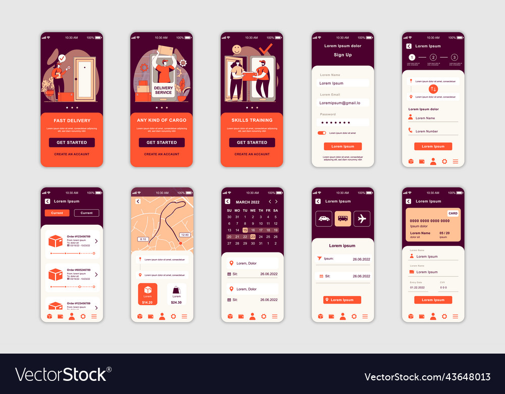 Delivery concept screens set for mobile app Vector Image Delivery concept screens set for mobile app Vector Image