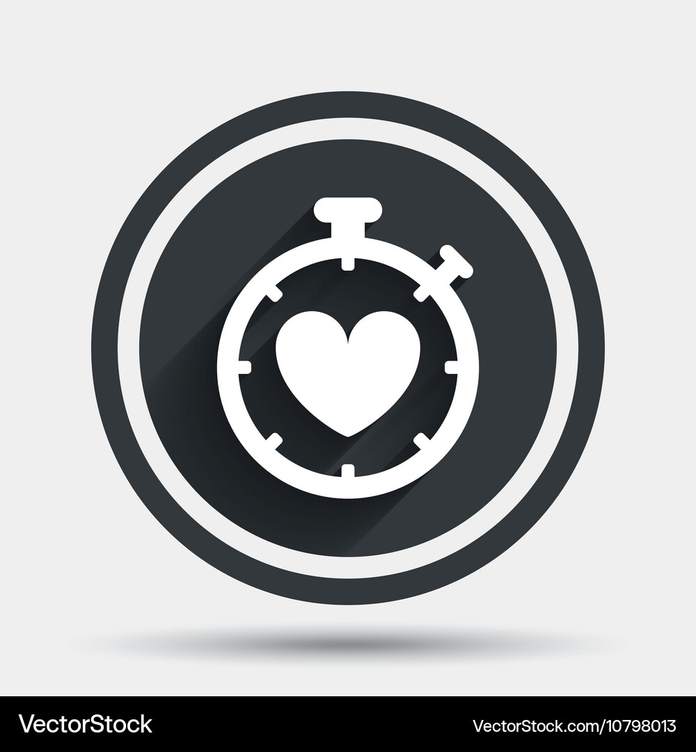 Heart timer sign icon stopwatch symbol Royalty Free Vector