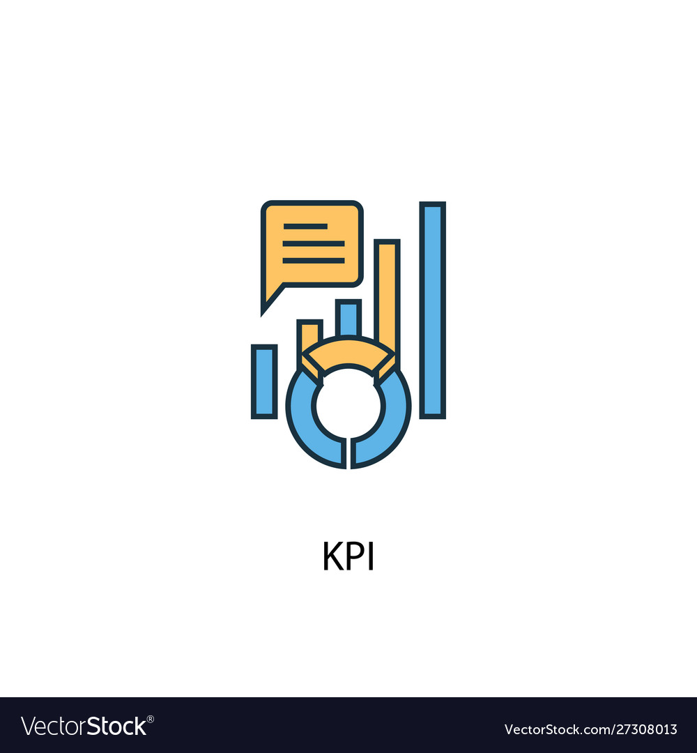 Kpi concept 2 colored line icon simple yellow and Vector Image