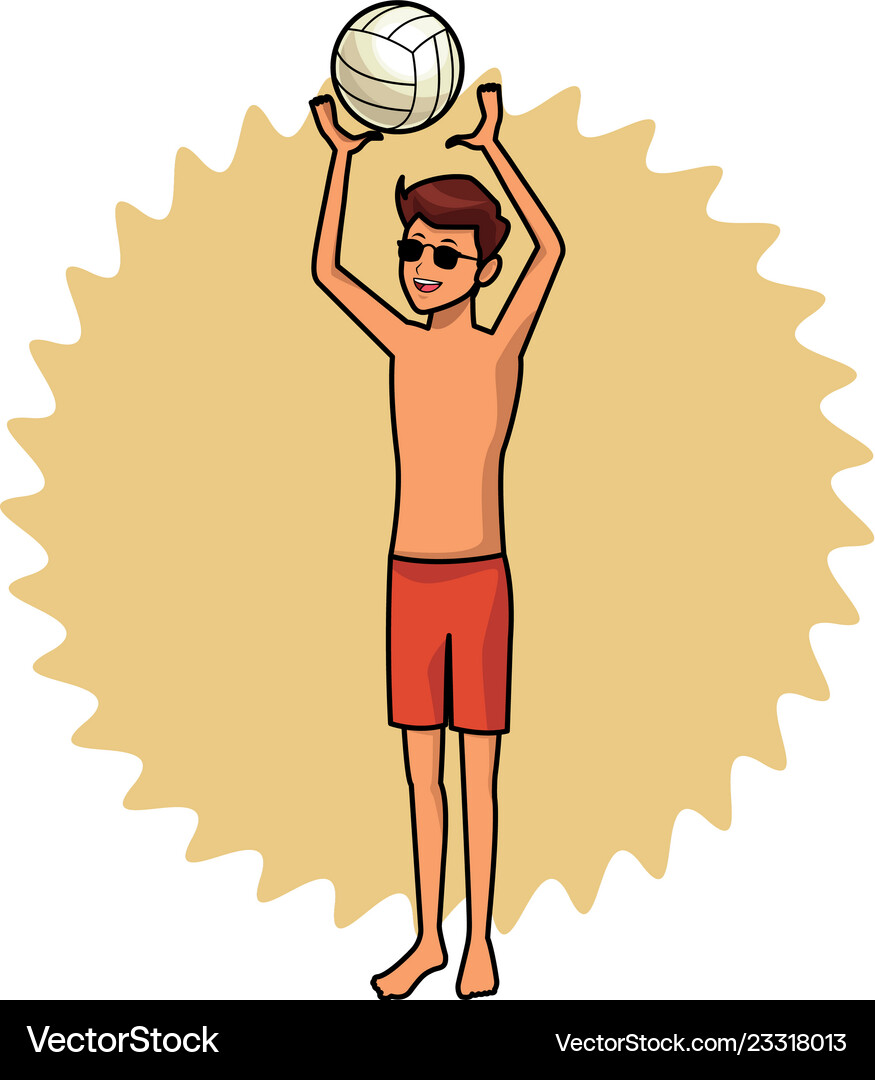 Man with volleyball ball Royalty Free Vector Image
