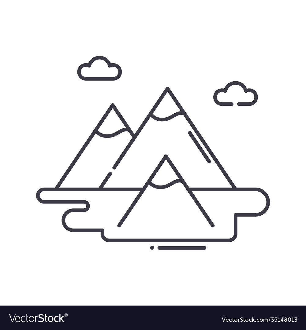 Mountains icon linear isolated thin Royalty Free Vector