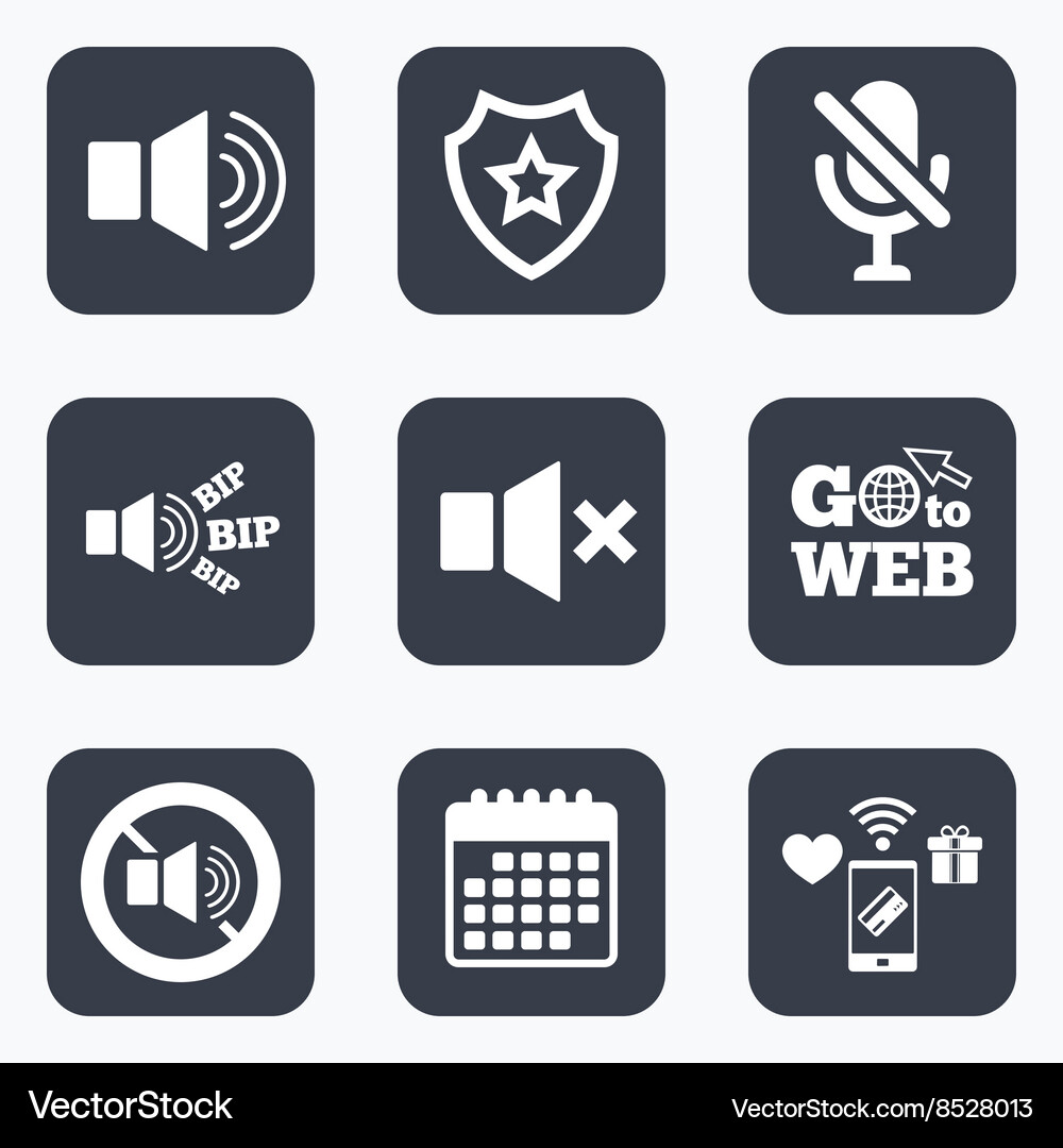 Player control icons sound microphone and mute Vector Image