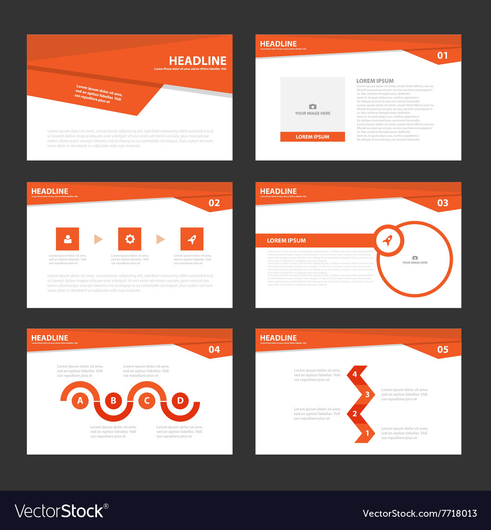 Red presentation templates infographic elements Vector Image