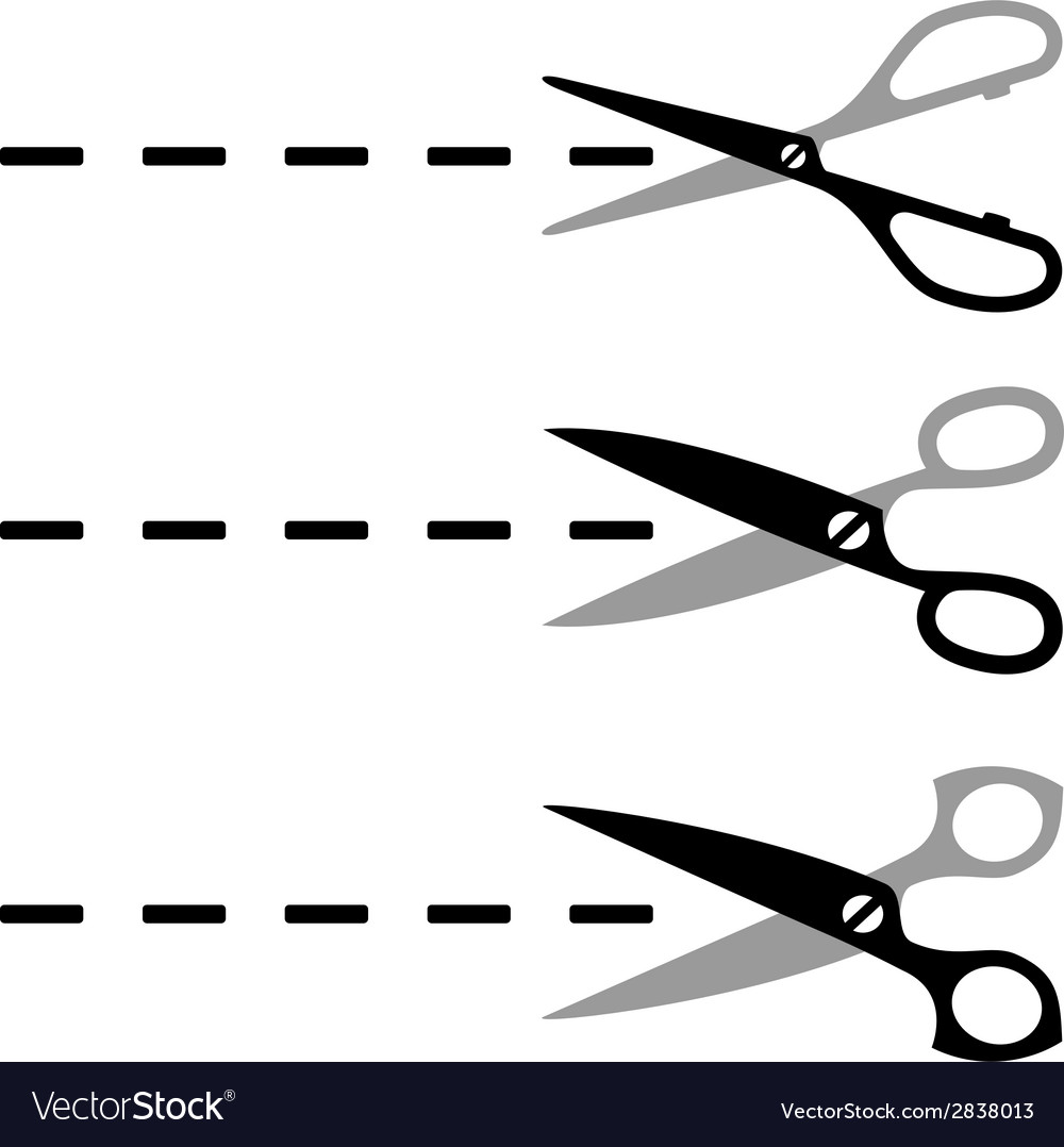Scissors cut lines Royalty Free Vector Image - VectorStock