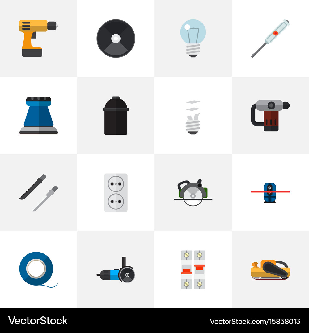 Set of 16 editable electric icons includes Vector Image