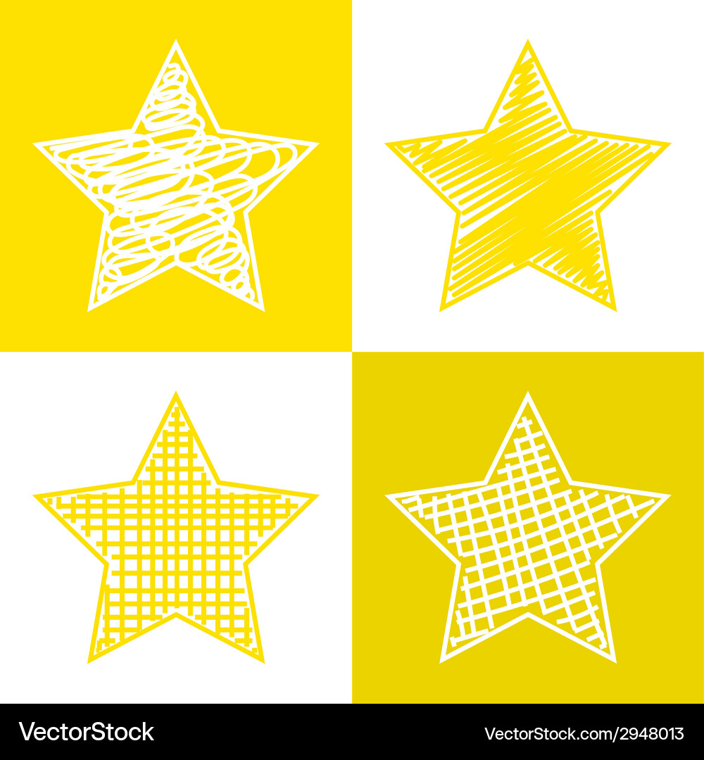 Set of hand drawn stars Royalty Free Vector Image
