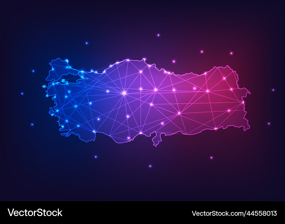 Turkey map outline with stars and lines abstract Vector Image