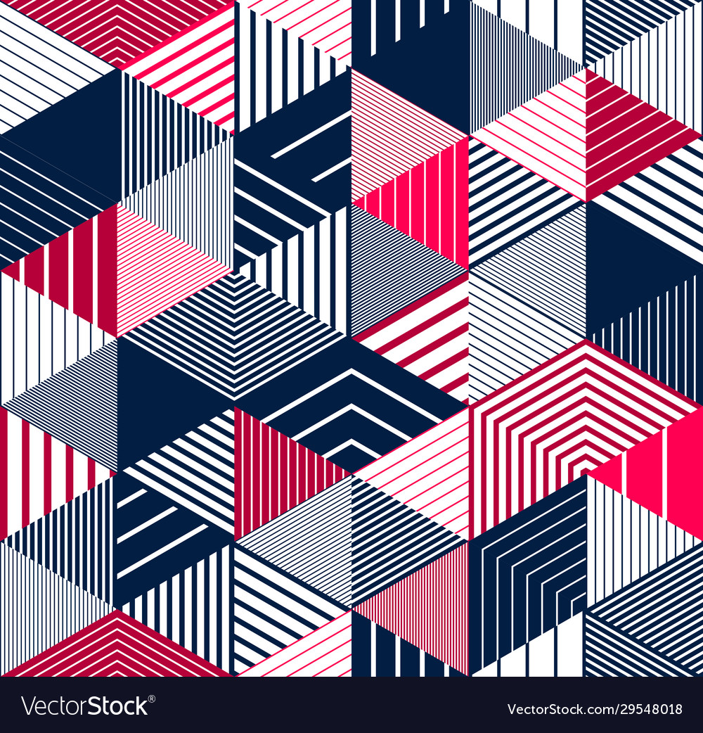 3d cubes seamless pattern background lined Vector Image