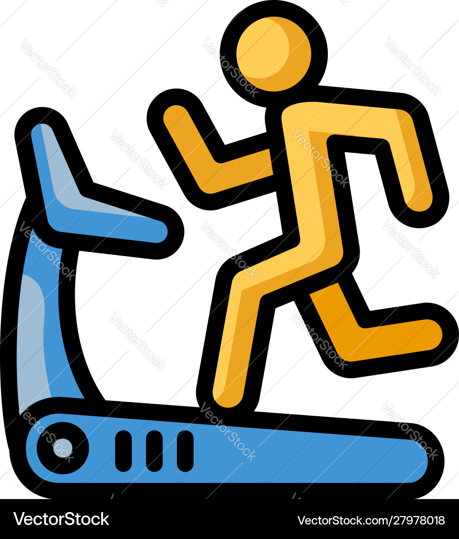 Boy running at treadmill icon outline style Vector Image