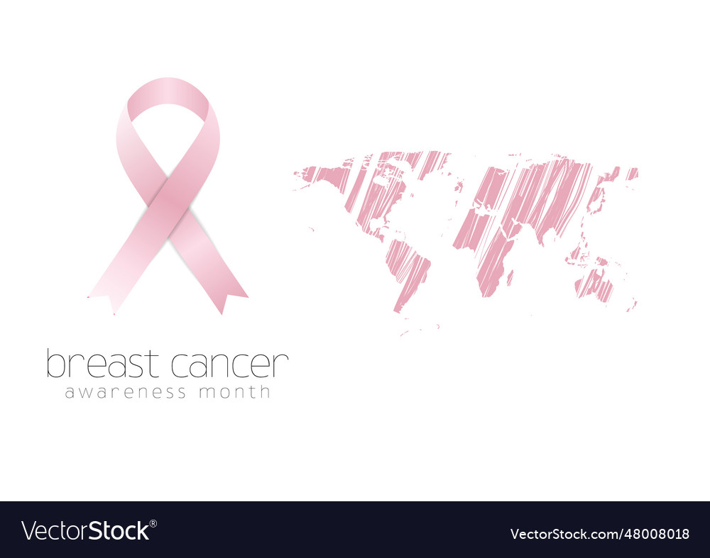 Breast cancer awareness pink ribbon and grunge map