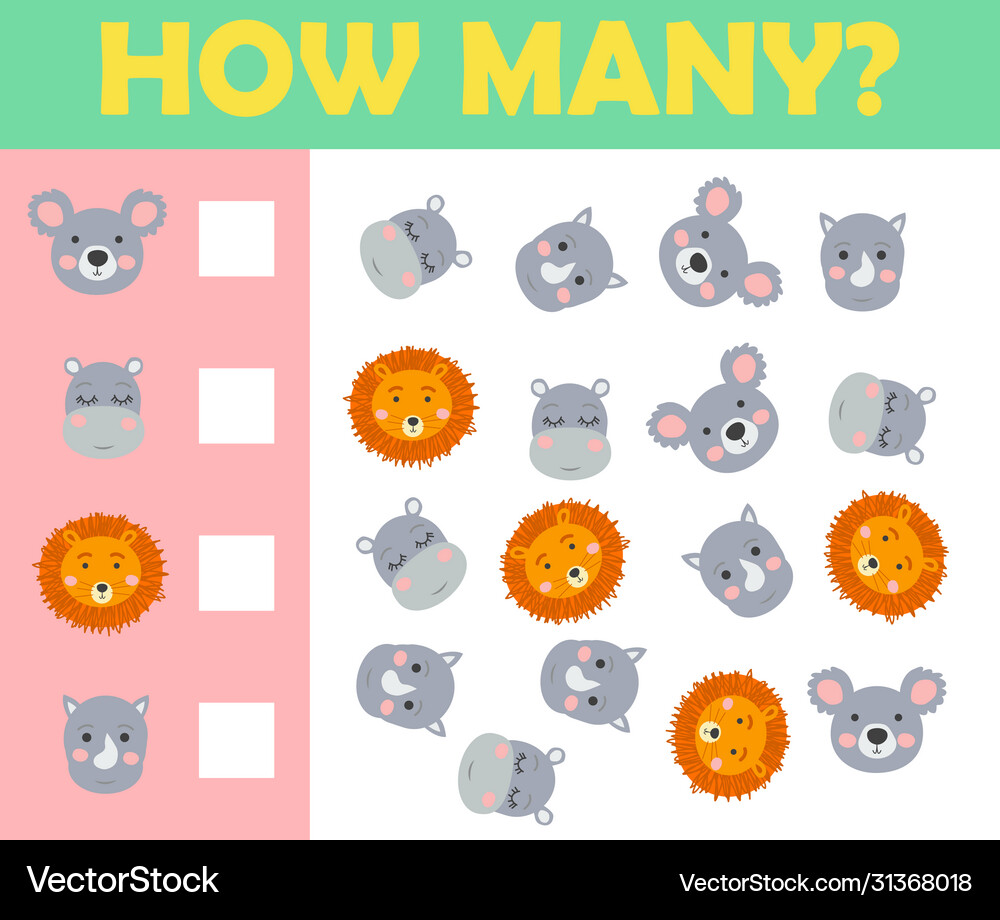 Cartoon education mathematical game animals Vector Image