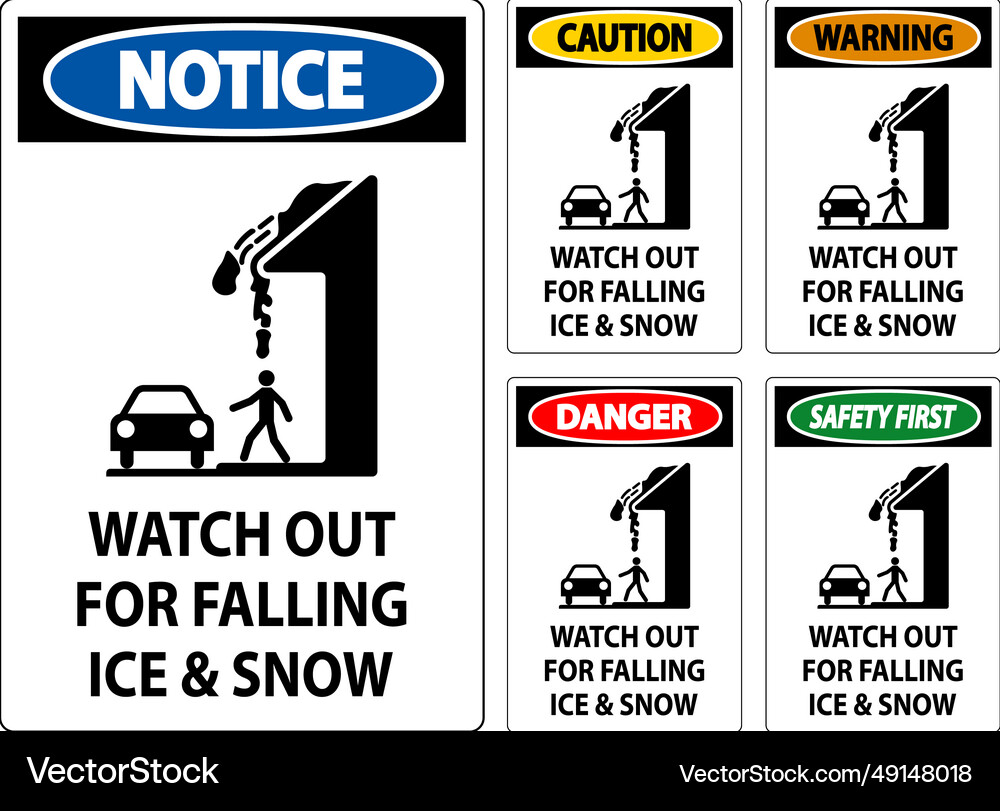 Caution sign watch out for falling ice and snow Vector Image