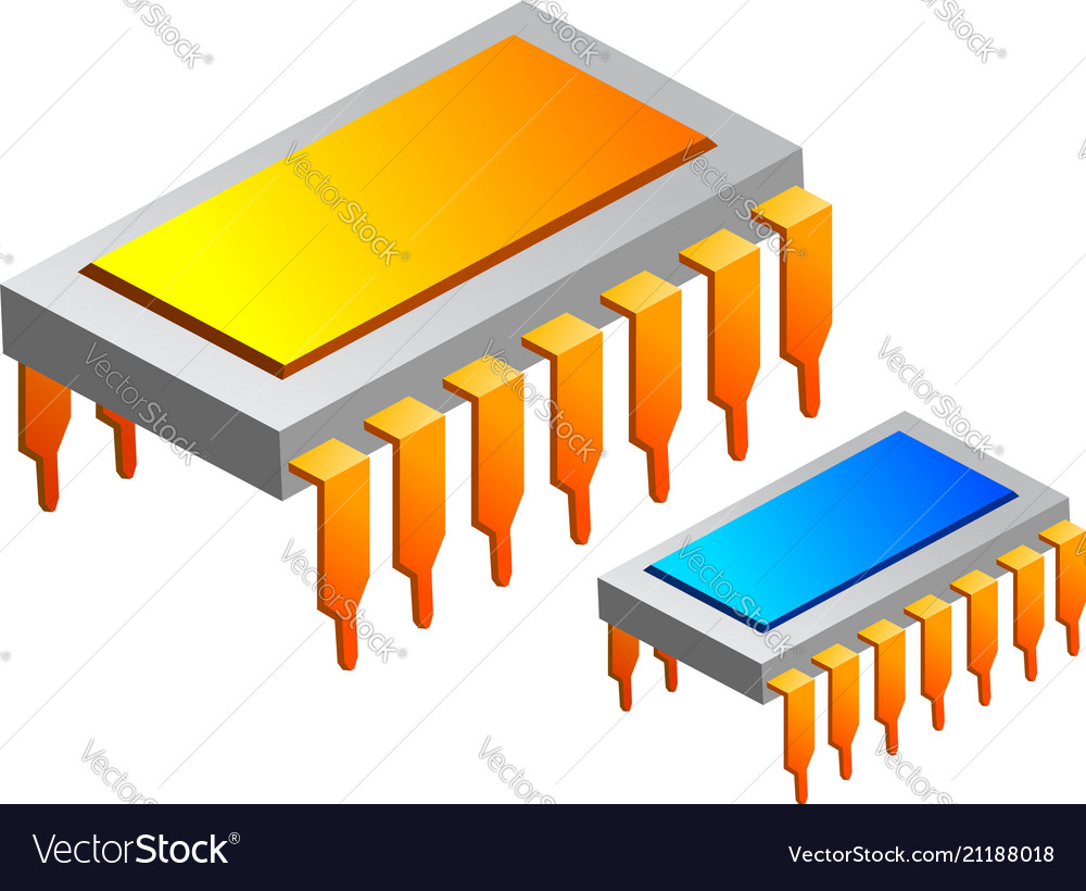 Chips ic electronic isolated Royalty Free Vector Image