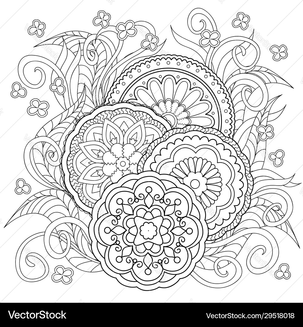 Doodle flowers and mandalas Royalty Free Vector Image