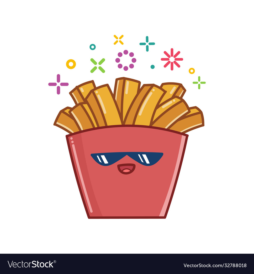 Kawaii french fries icon cartoon Royalty Free Vector Image