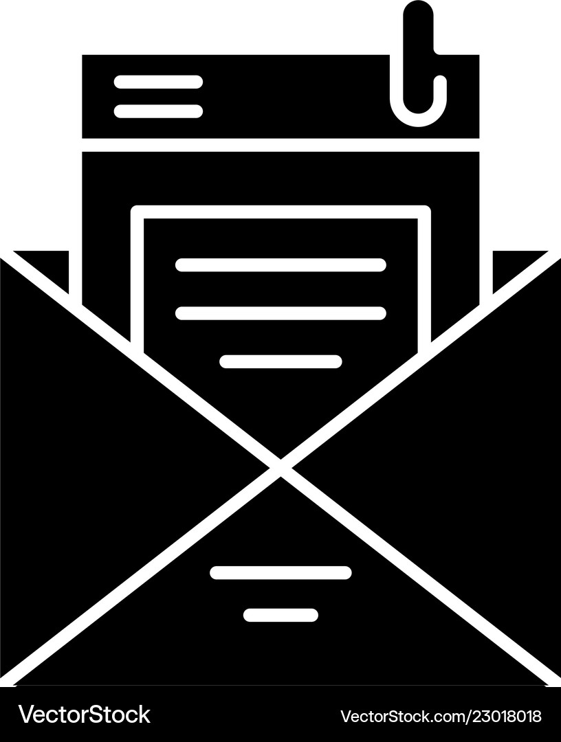 Mailing list black icon sign on isolated Vector Image