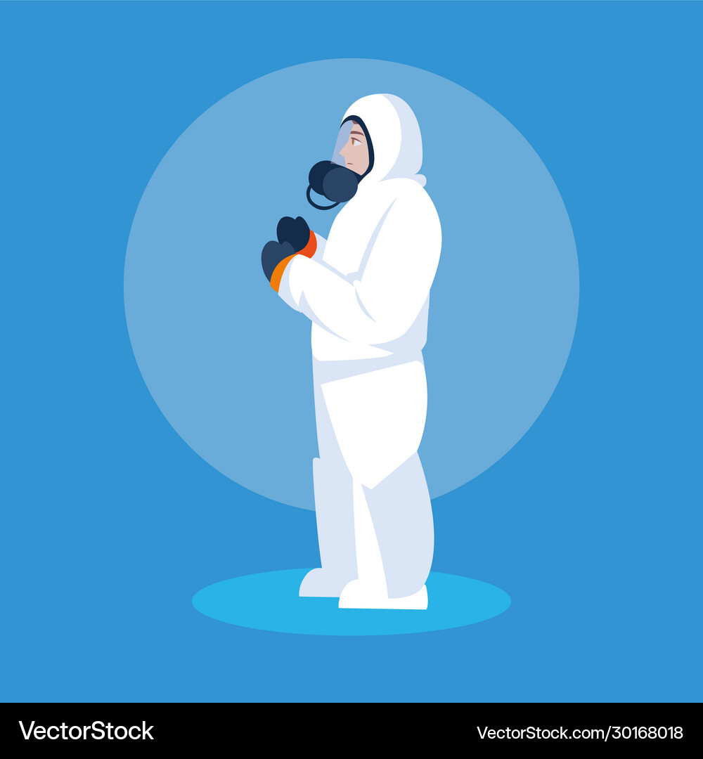 Man in protective suit safety clothing Royalty Free Vector