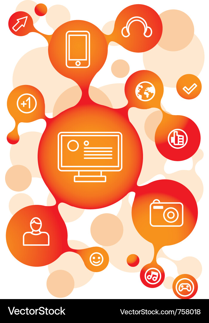 Molecule structure in orange color with social med