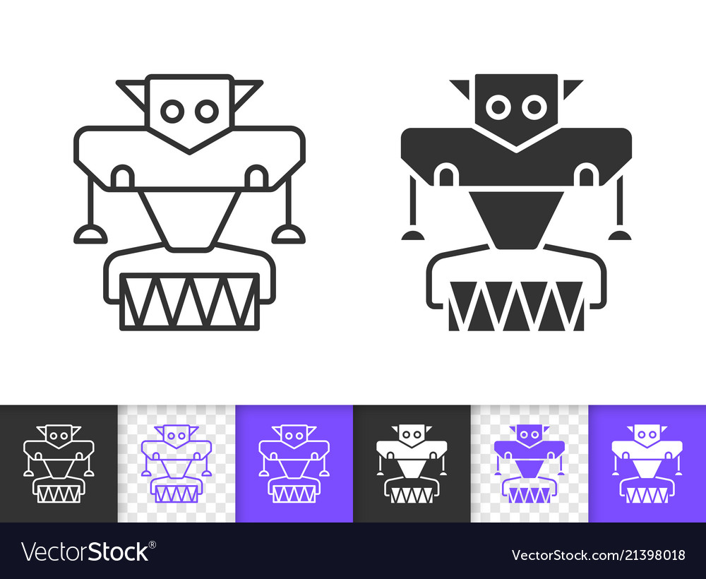 Robot simple black line icon Royalty Free Vector Image