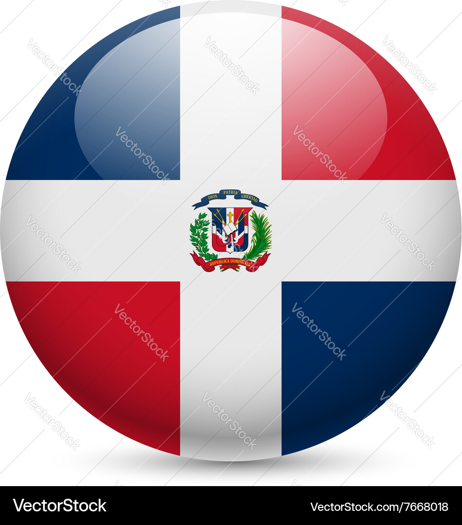 Round glossy icon dominican republic Royalty Free Vector
