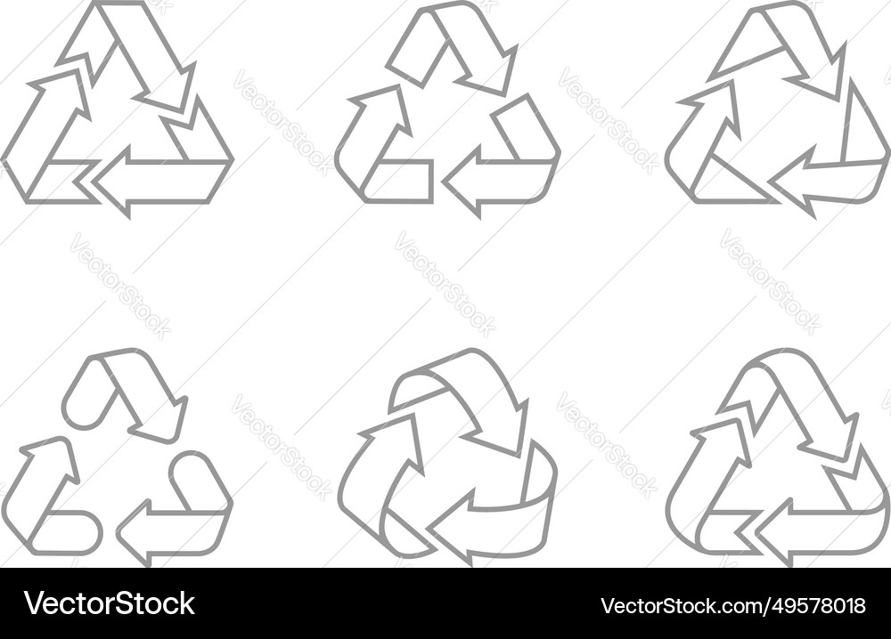 Waste recycling sign arrow triangle icon line Vector Image