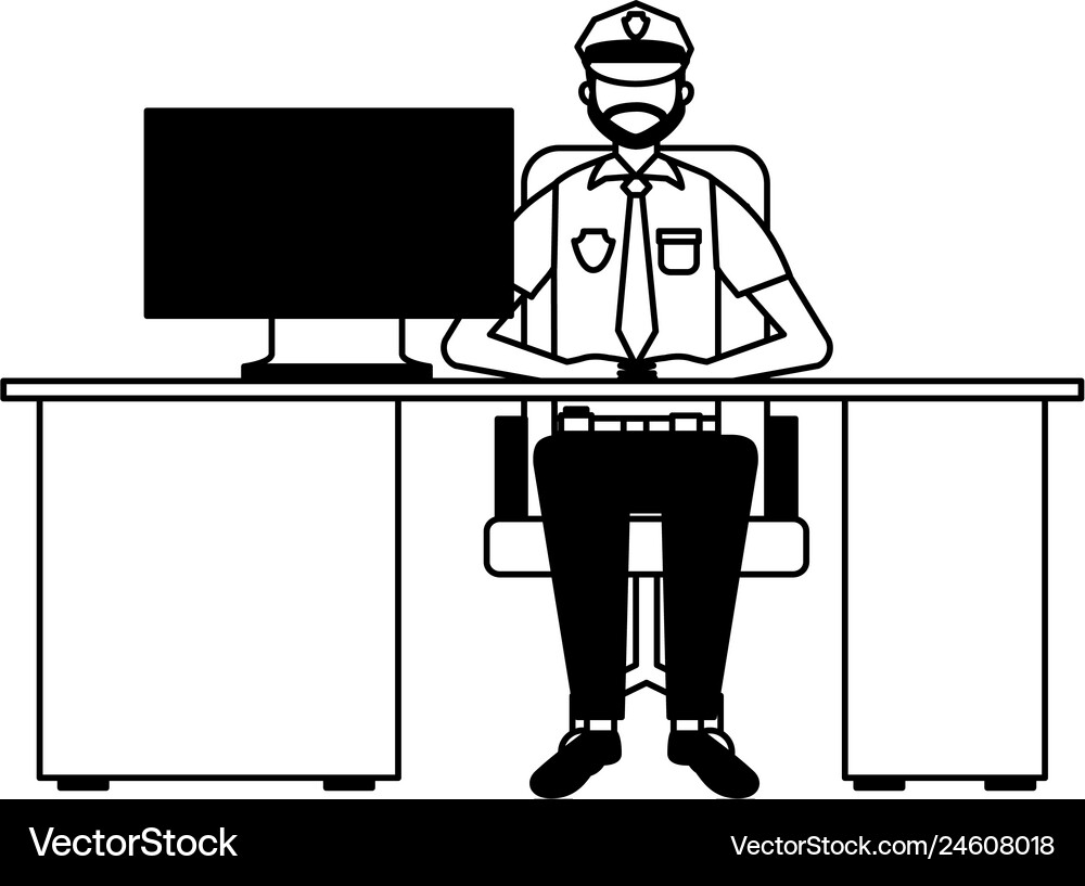 Working office police man Royalty Free Vector Image