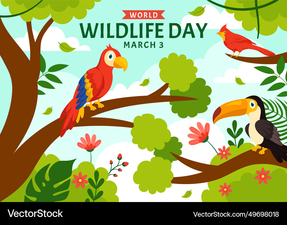 World wildlife day on march 3 with various Vector Image