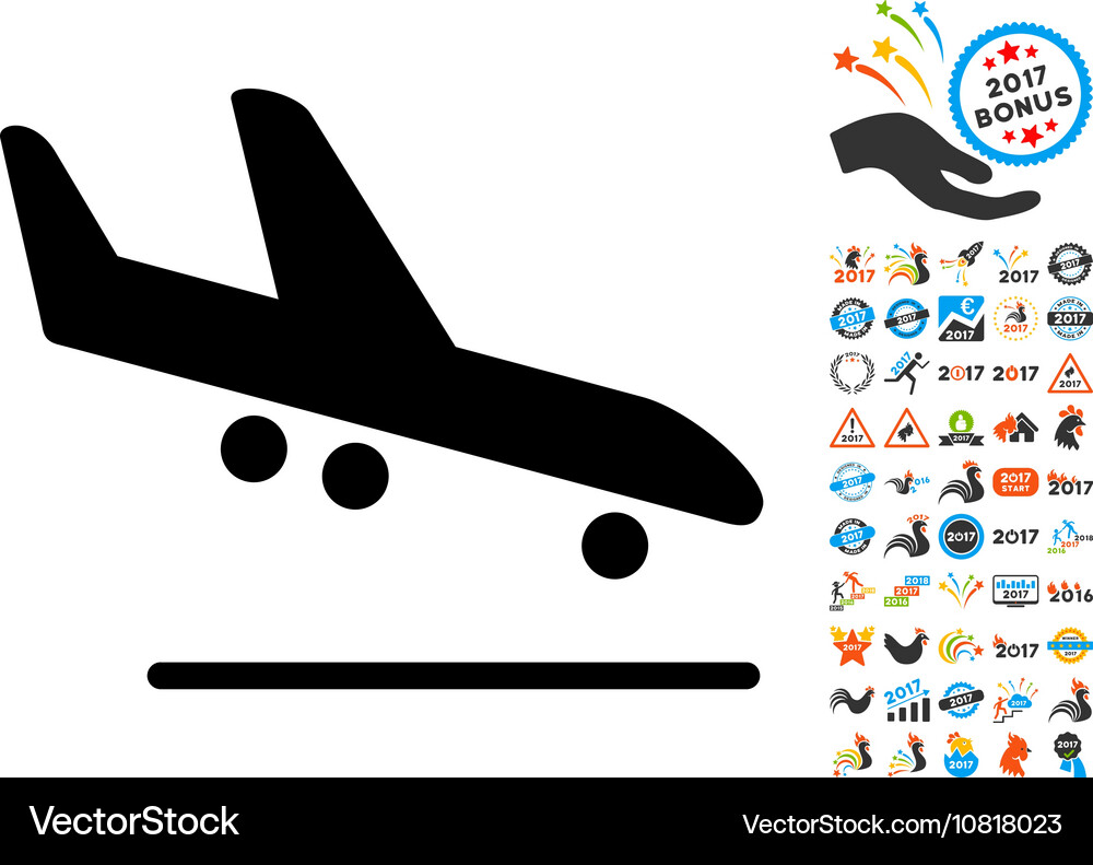 Airplane arrival icon with 2017 year bonus Vector Image