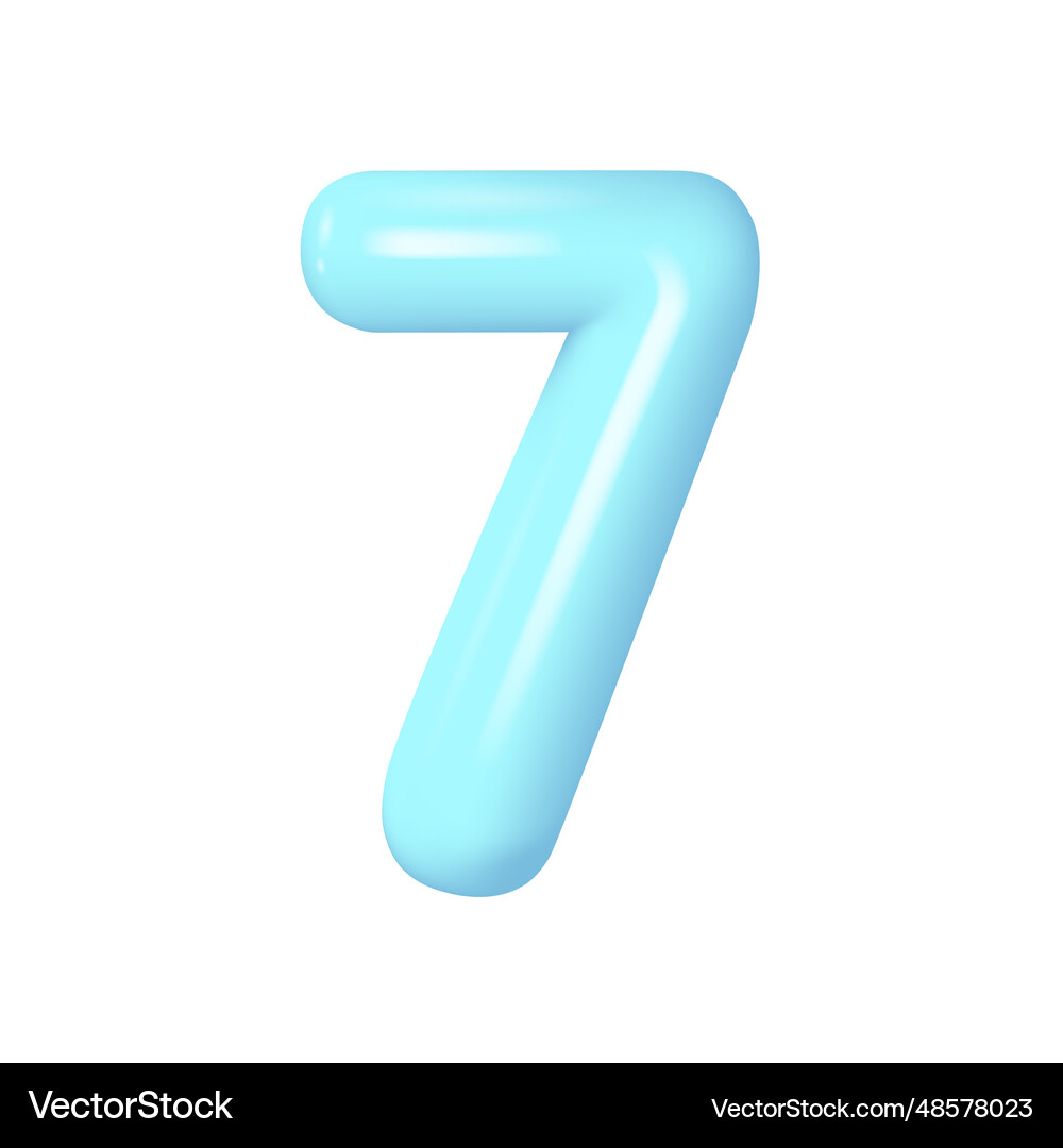 Blue number 7 plastic volumetric number 1 with Vector Image
