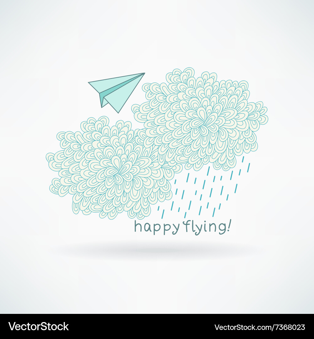 Cute hand-drawn greeting card with a paper plane Vector Image