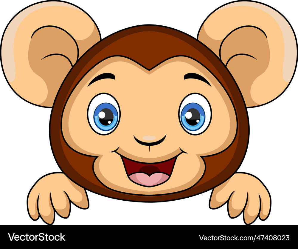 Cute little monkey cartoon on white background Vector Image