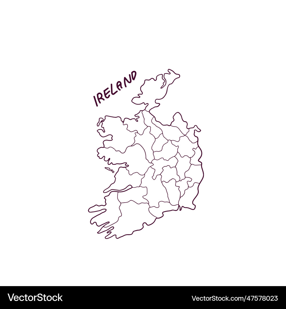 Hand drawn doodle map of ireland Royalty Free Vector Image