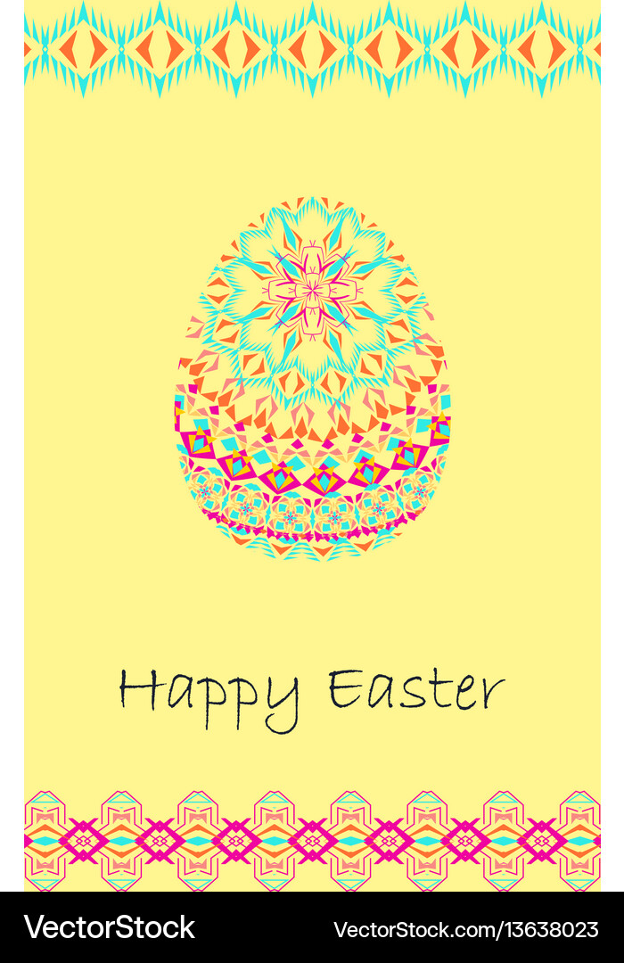 Happy easter background with egg and tribal Vector Image