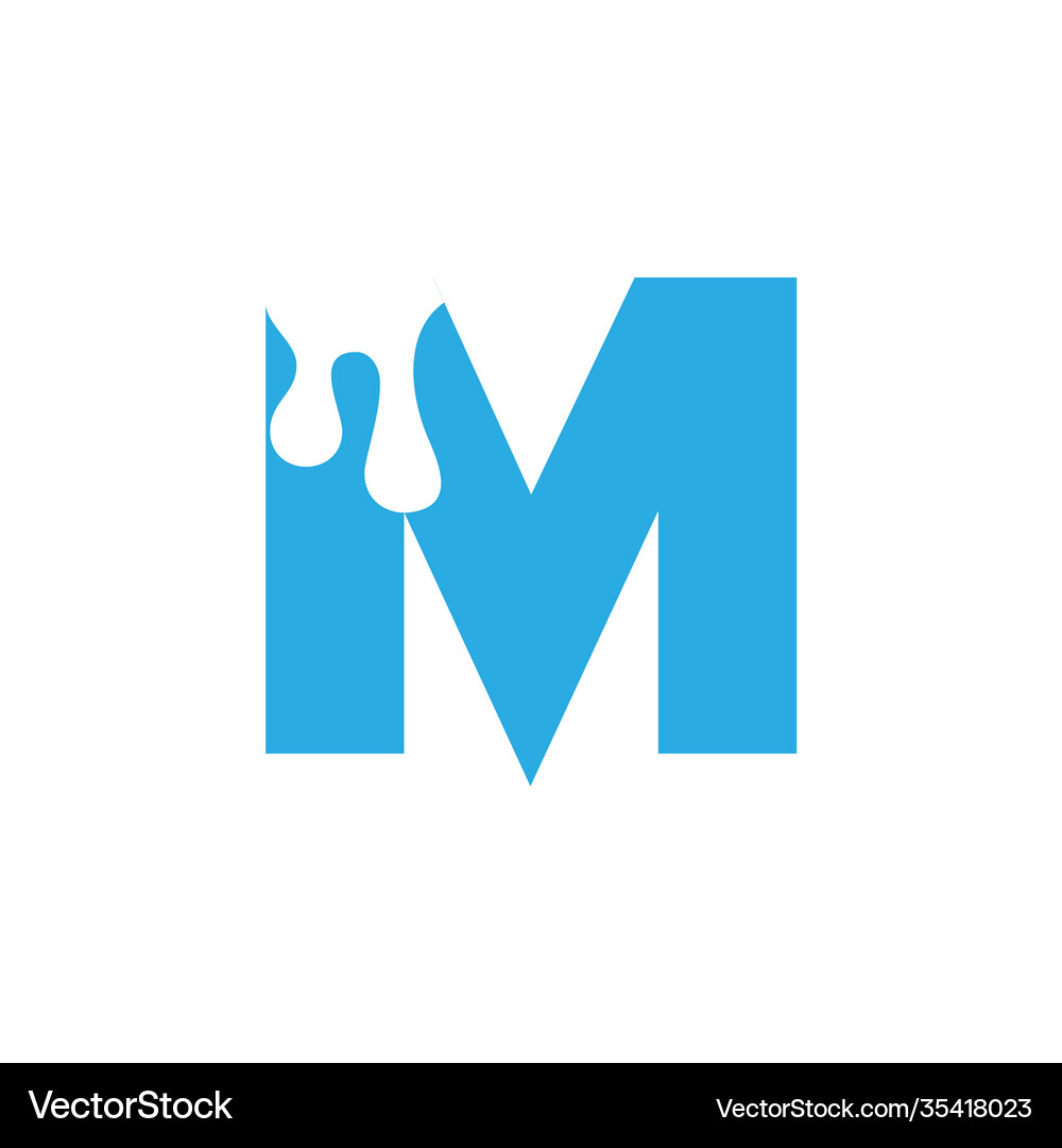 Letter m melting font logo Royalty Free Vector Image
