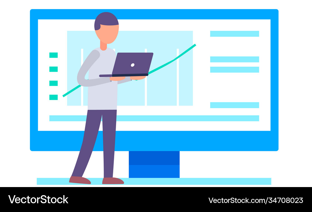 Manager is working and analyzing financial Vector Image