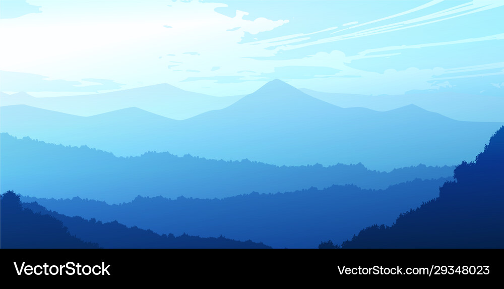 Natural forest trees mountains horizon hills Vector Image