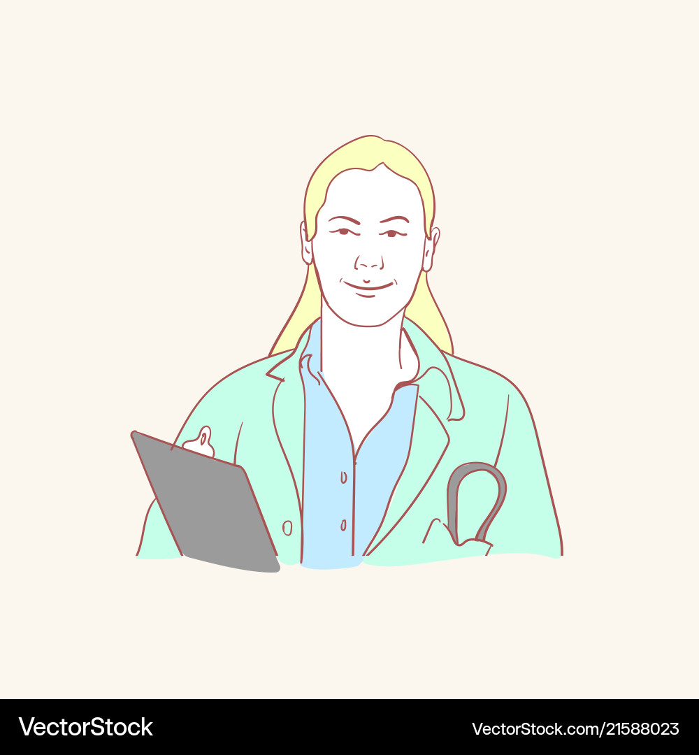 Online medical assistant doctor support hand drawn