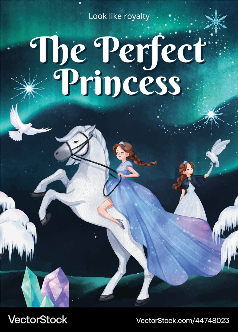 Poster template with prince winter fantasy Vector Image