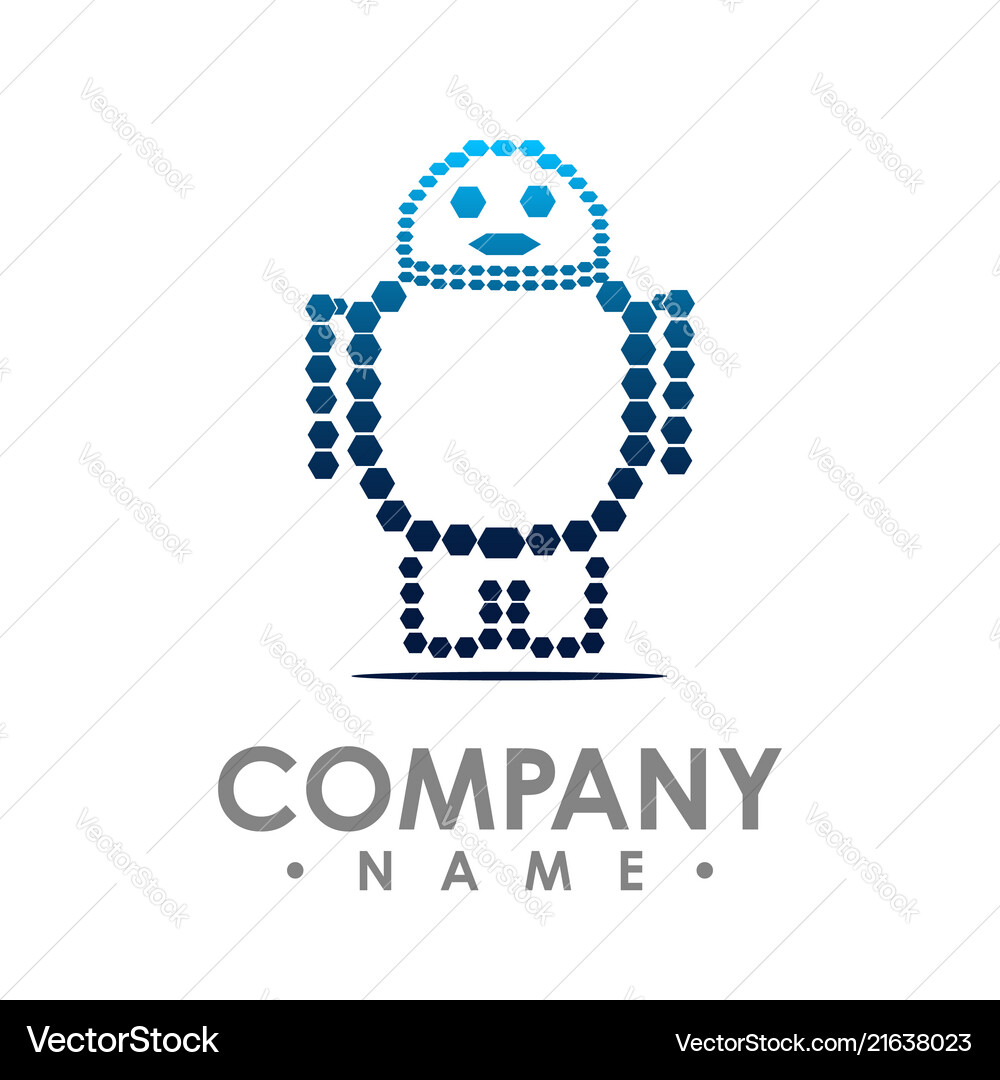 Robot logo simple of brain logo for web Royalty Free Vector