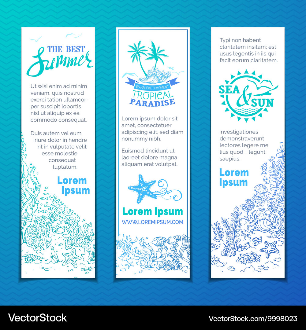 Sea life vertical banners Royalty Free Vector Image